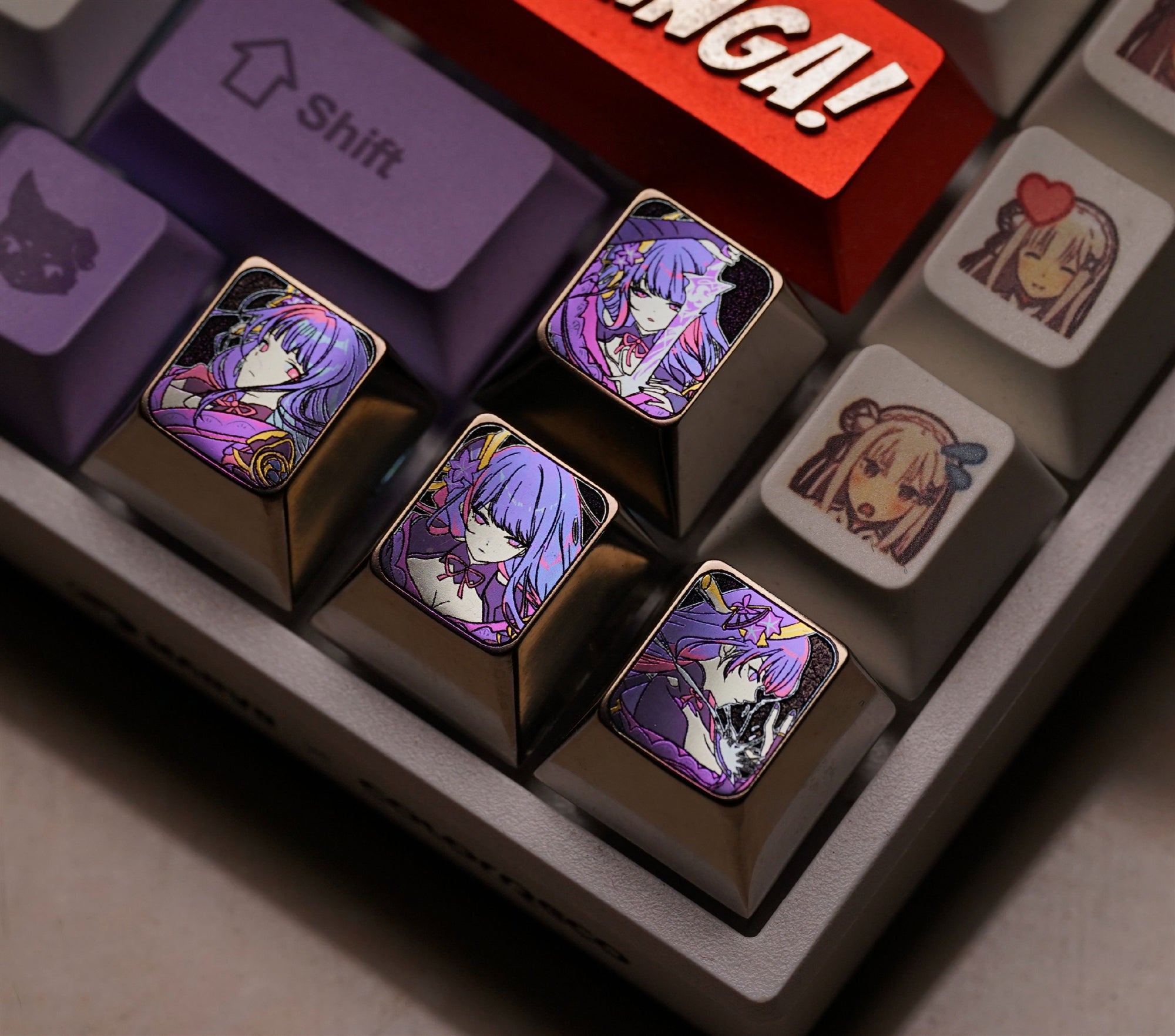 Raiden Shogun, directional key set color titanium alloy keycaps, perso – bobkeyboard