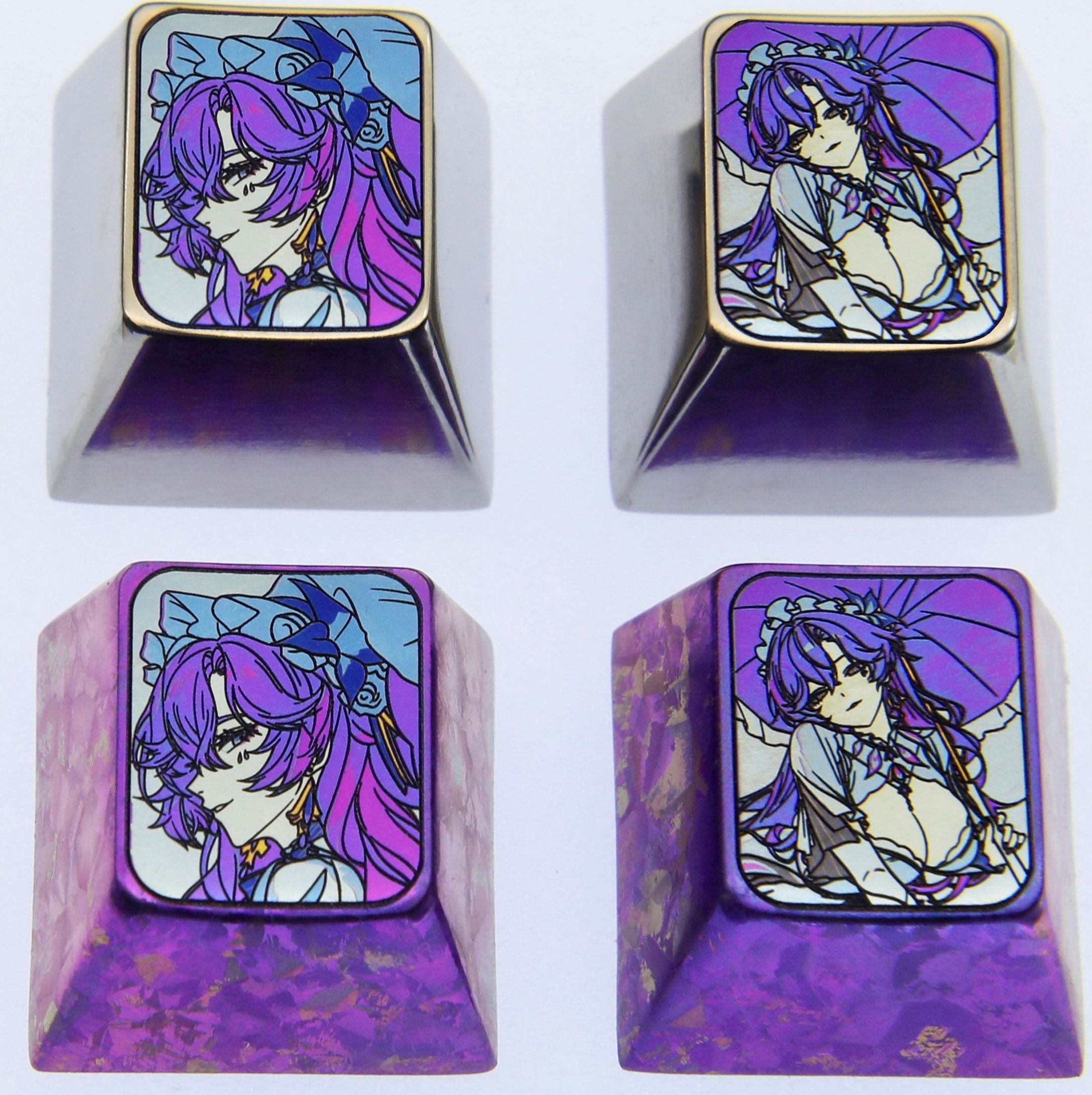 Cantarella， Two 1U titanium alloy personalized keycaps, metal decorati – bobkeyboard