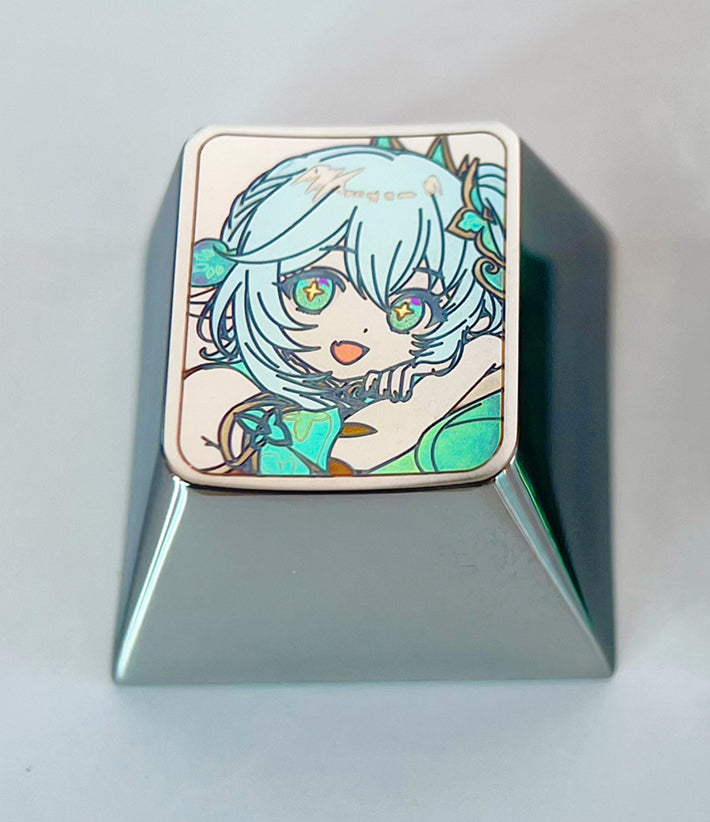 Nahida, Colored titanium alloy carved keycaps, personalized keycaps, d ...