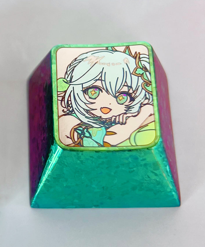 Nahida, Colored titanium alloy carved keycaps, personalized keycaps, d ...