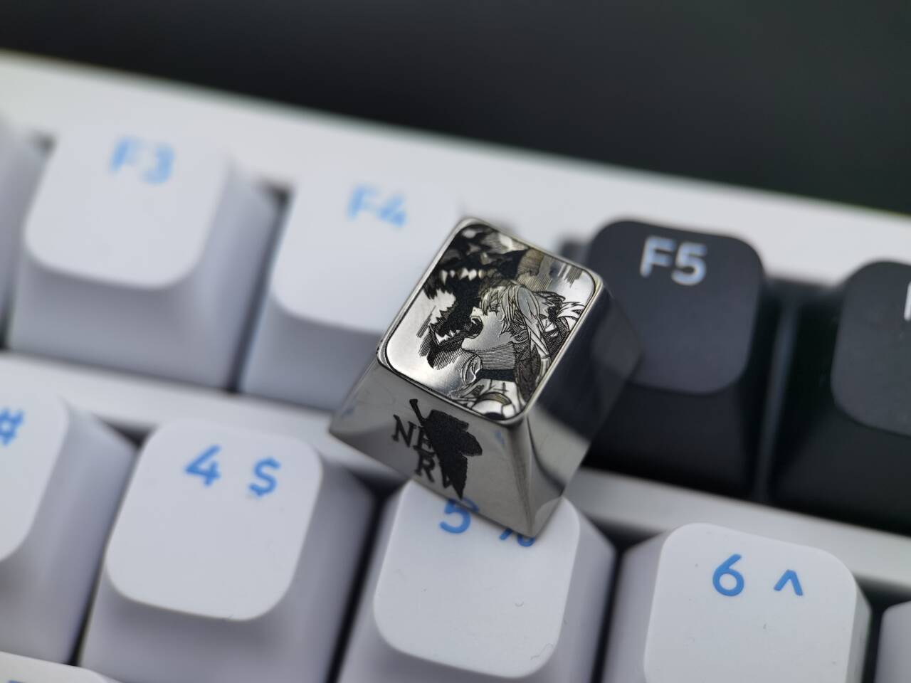 Asuka, black and white titanium alloy metal personalized keycaps, keyb ...