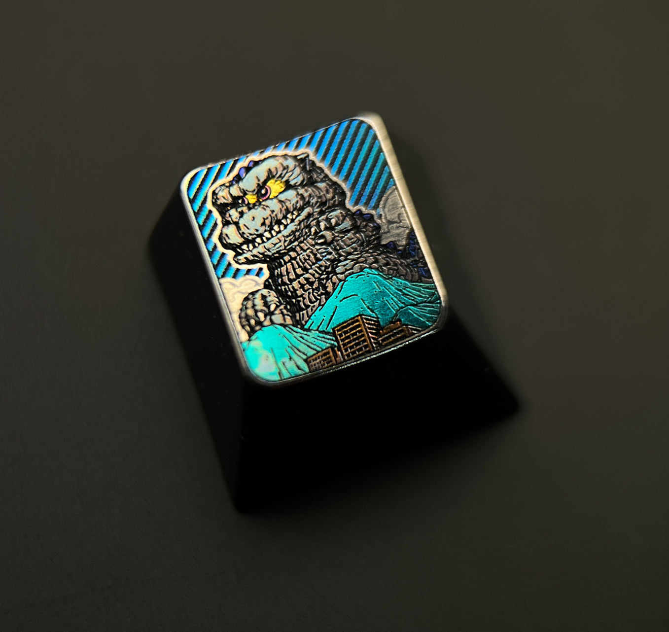 Mini cute Godzilla. 1U titanium alloy carved keycaps, personalized key ...